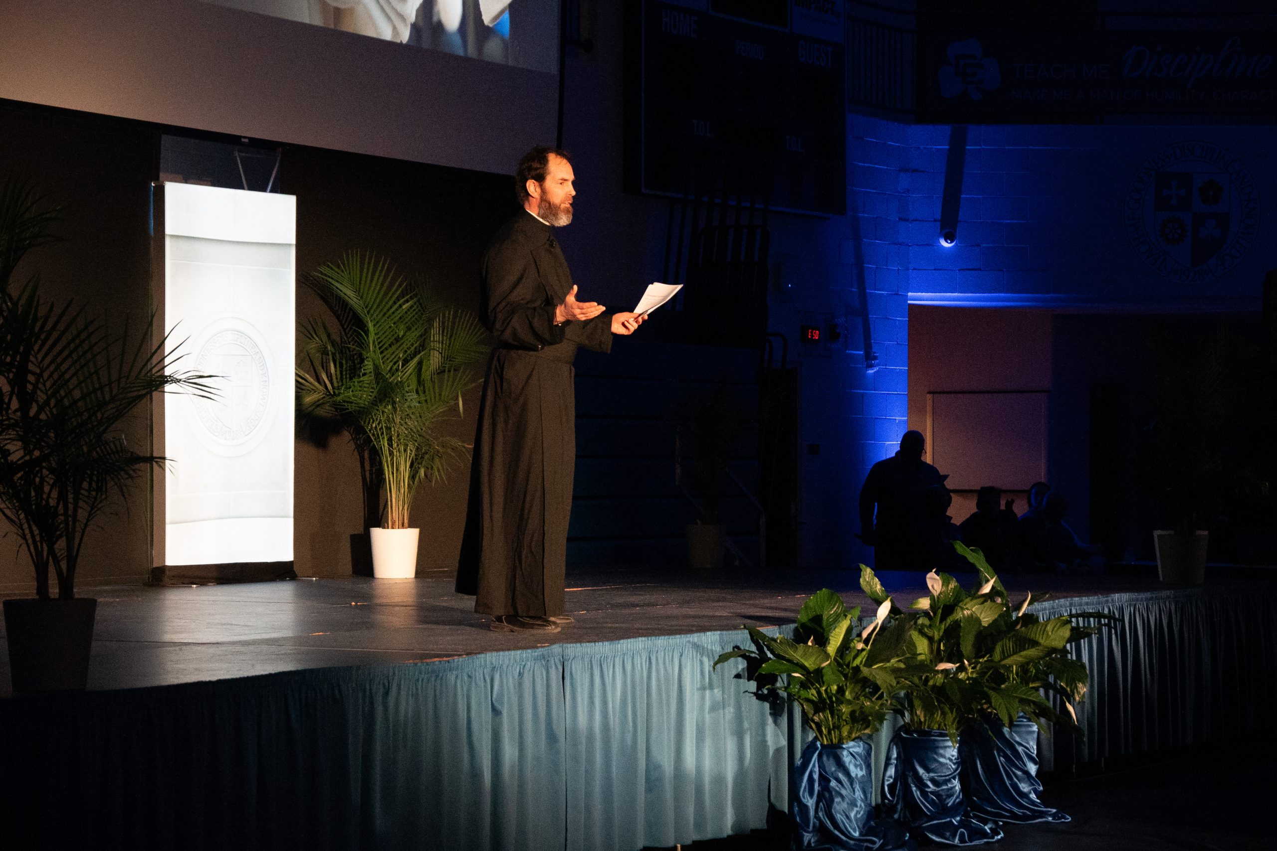 Fr. Patrick Fulton, CSB delivers speech at CC's inaugural State of the ...